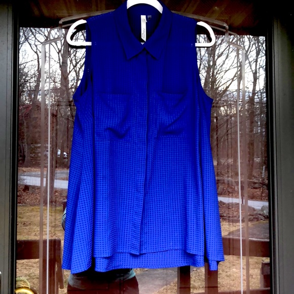 NY Collection | Tops | Billowy Royal Blue Top Seethru Pattern | Poshmark